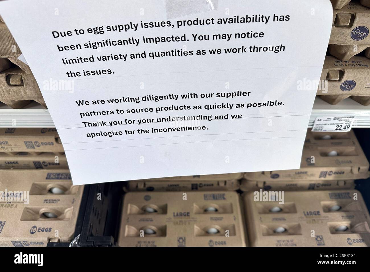 A sign is shown with egg cartons for sale at a grocery store Friday ...