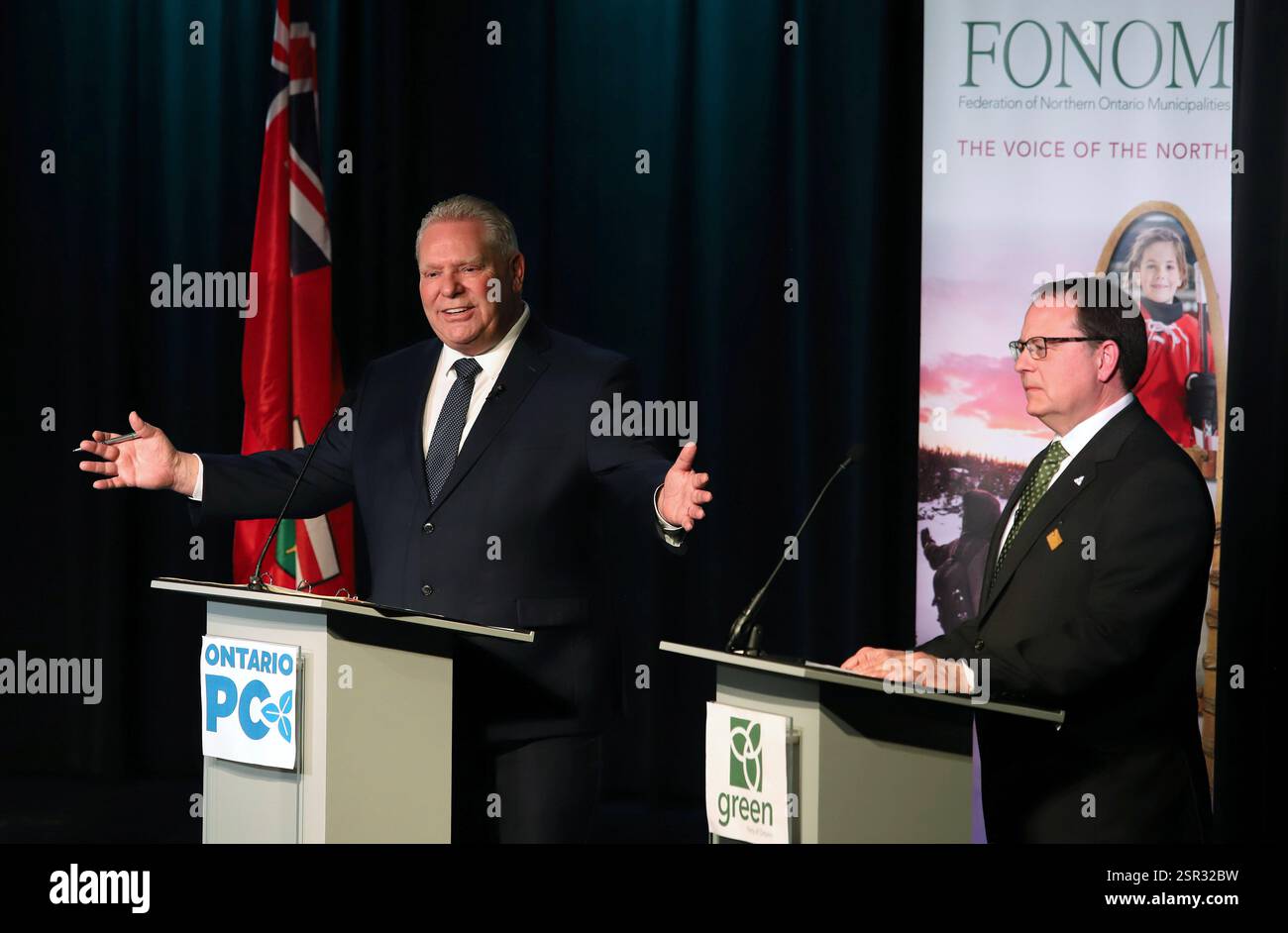 Ontario Progressive Conservative Party Leader Doug Ford, left, speaks ...