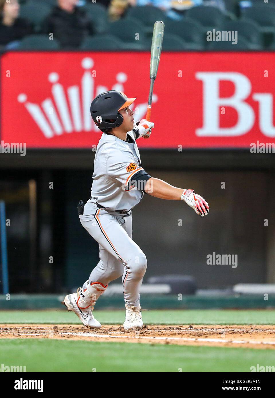 Arlington, Texas, USA. 14th Feb, 2025. OSU's AVERY ORTIZ (7) watches ...
