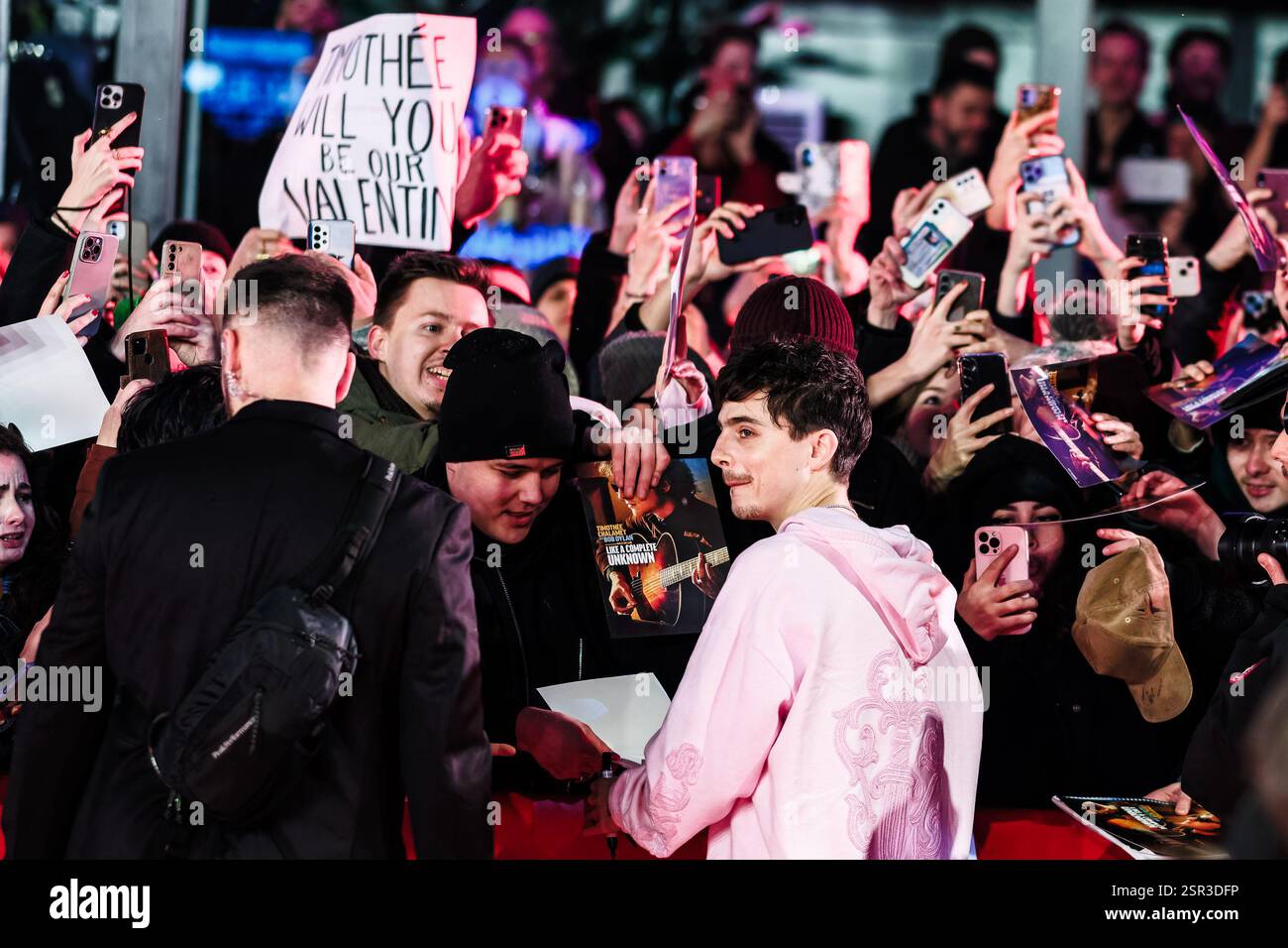 Berlin, Germany. 14th Feb, 2025. Timothée Chalamet greets the fans ...