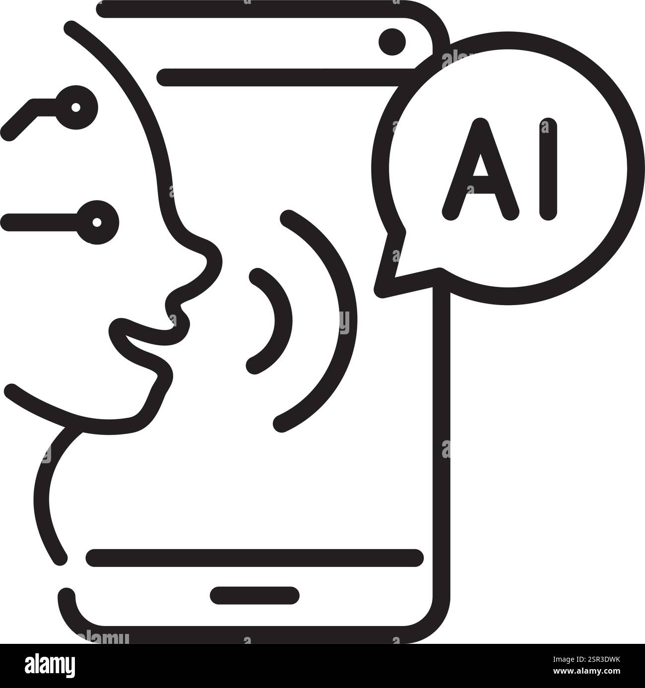 Chatbot technology communication smartphone Black and White Stock ...