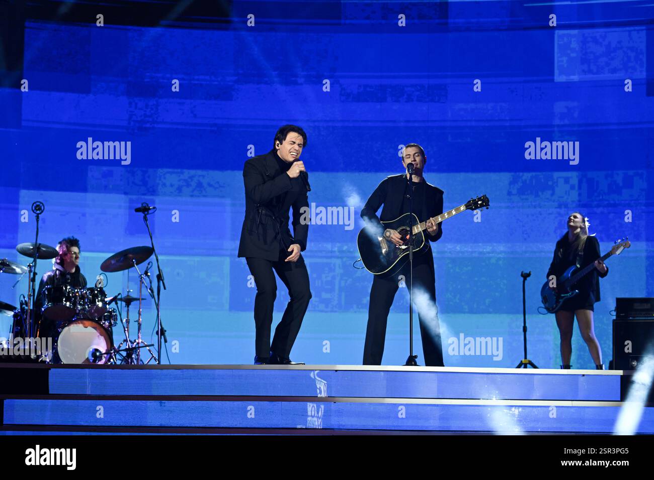 Sanremo, . 14th Feb, 2025. Fourth Evening. Benji & Fede perform at the ...