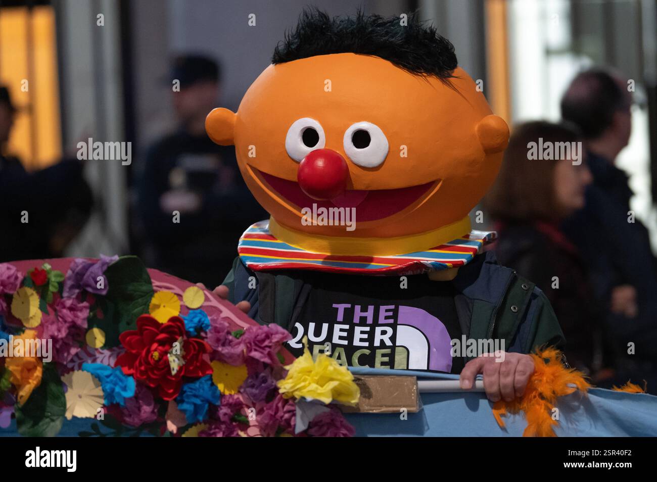 Madrid, Spain. 14th Feb, 2025. A demonstrator dressed as the Muppet ...