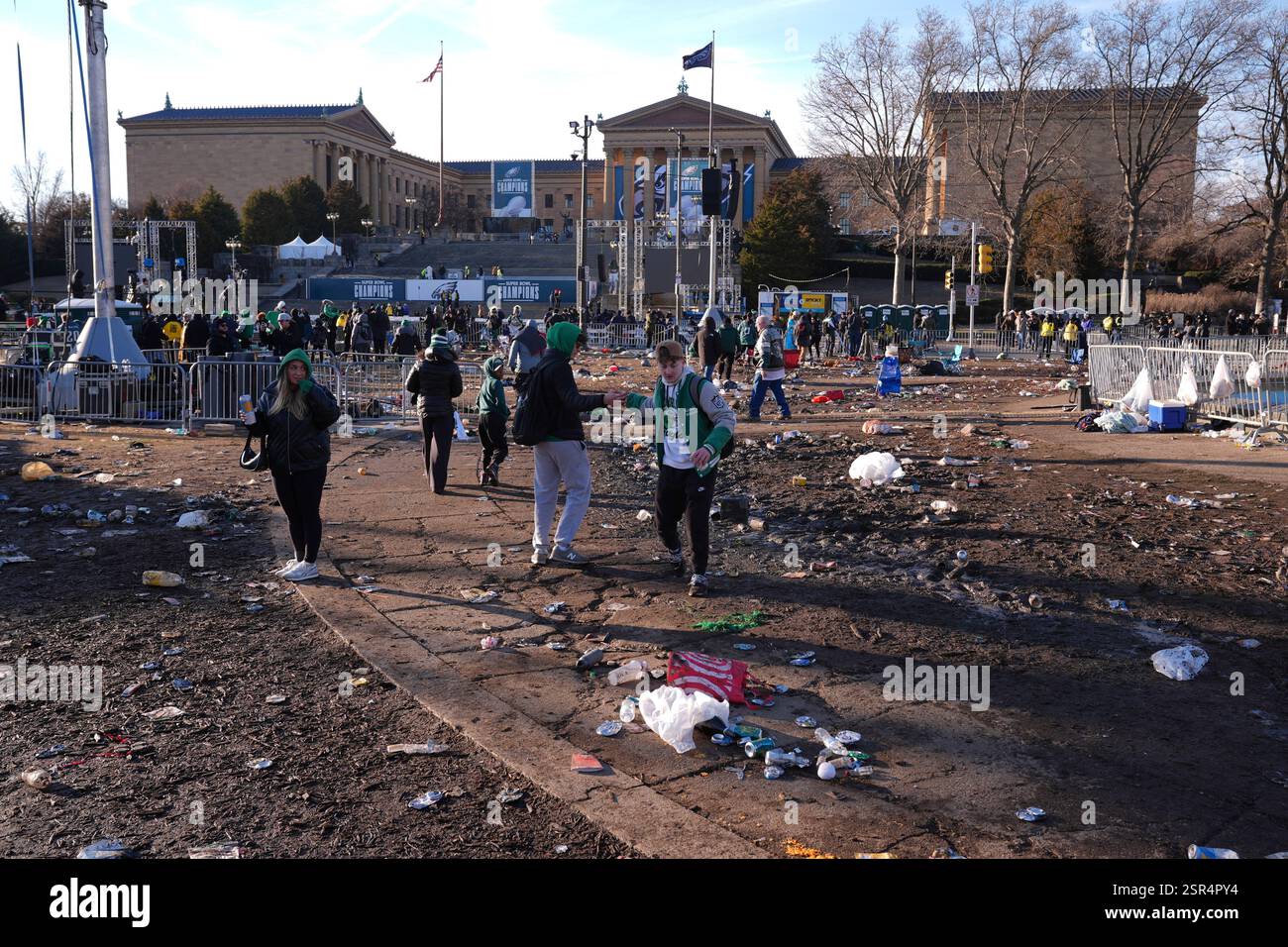 Trash and debris litter the ground after Philadelphia Eagles NFL ...