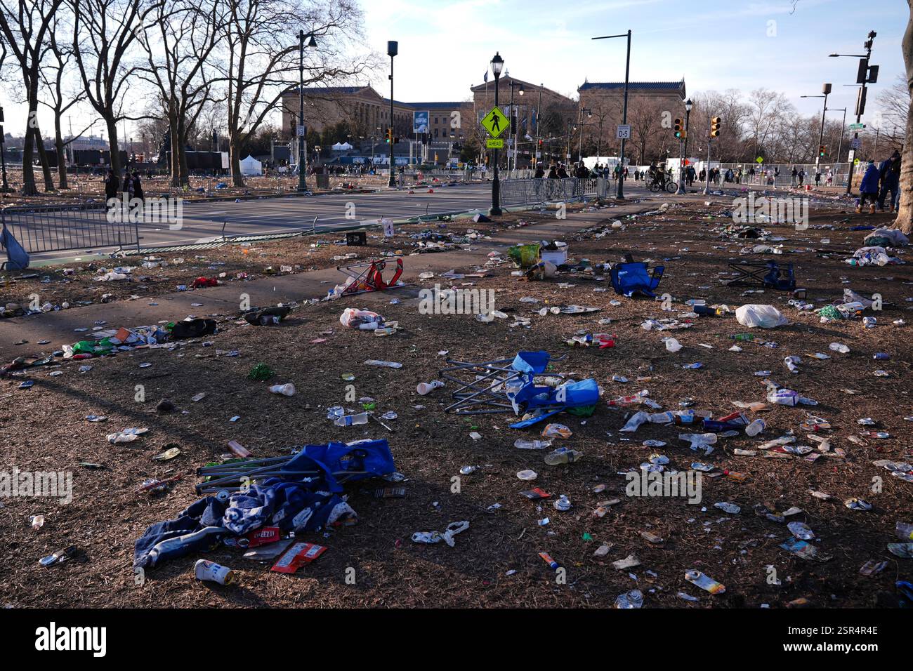 Trash and debris litter the ground after Philadelphia Eagles NFL ...