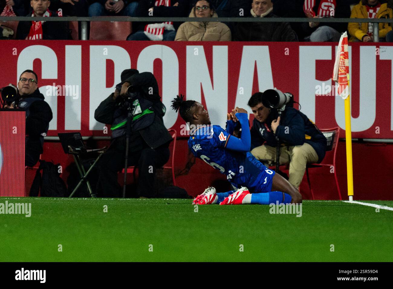 Girona, Spain. 14th Feb, 2025. Uche (Getafe CF) celebrates after ...