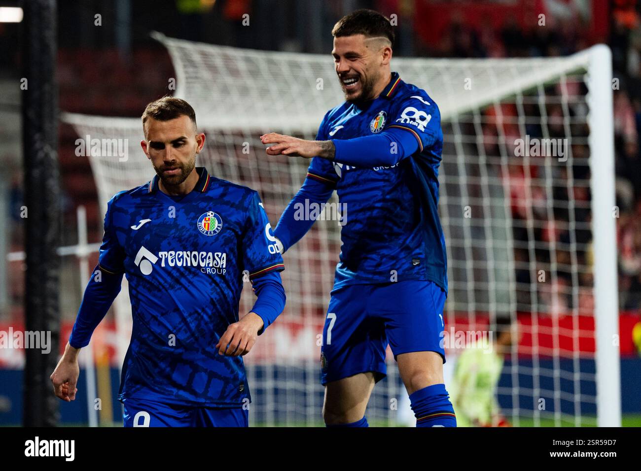 Girona, Spain. 14th Feb, 2025. Borja Mayoral (Getafe CF) celebrates ...