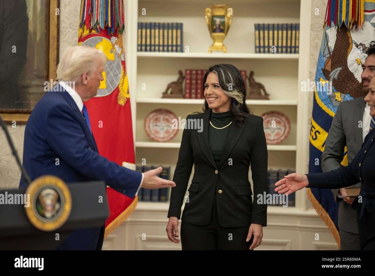 President Donald J. Trump speaks before Tulsi Gabbard is sworn in as ...