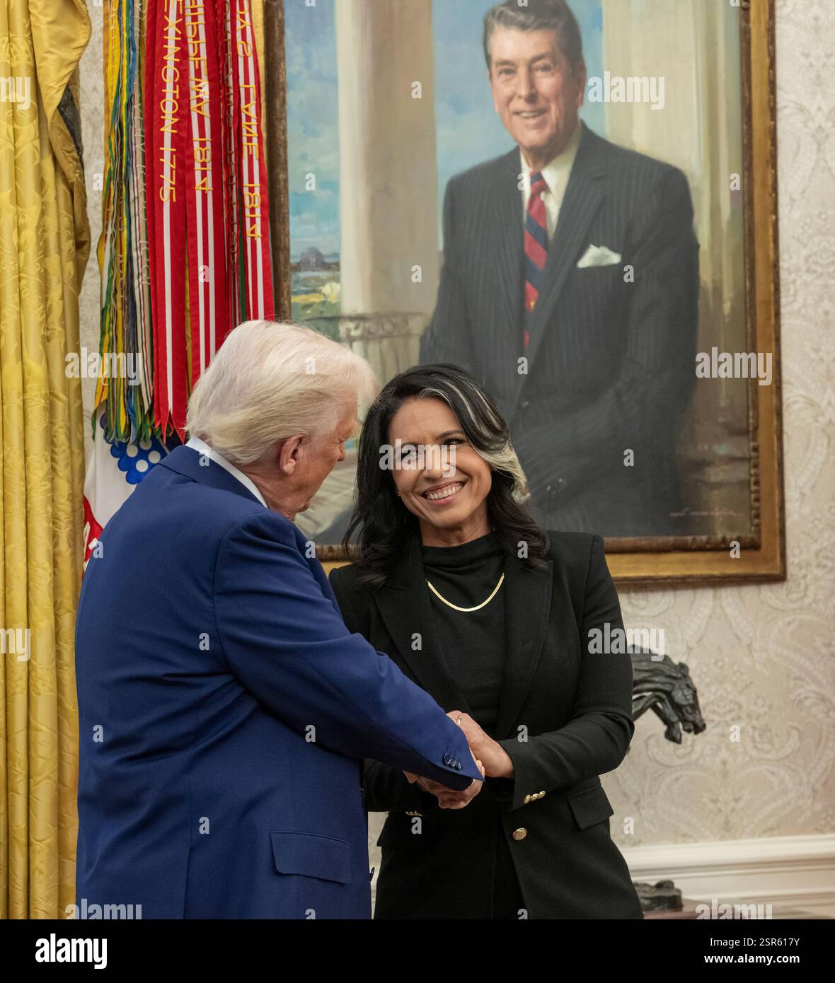 President Donald J. Trump speaks before Tulsi Gabbard is sworn in as ...