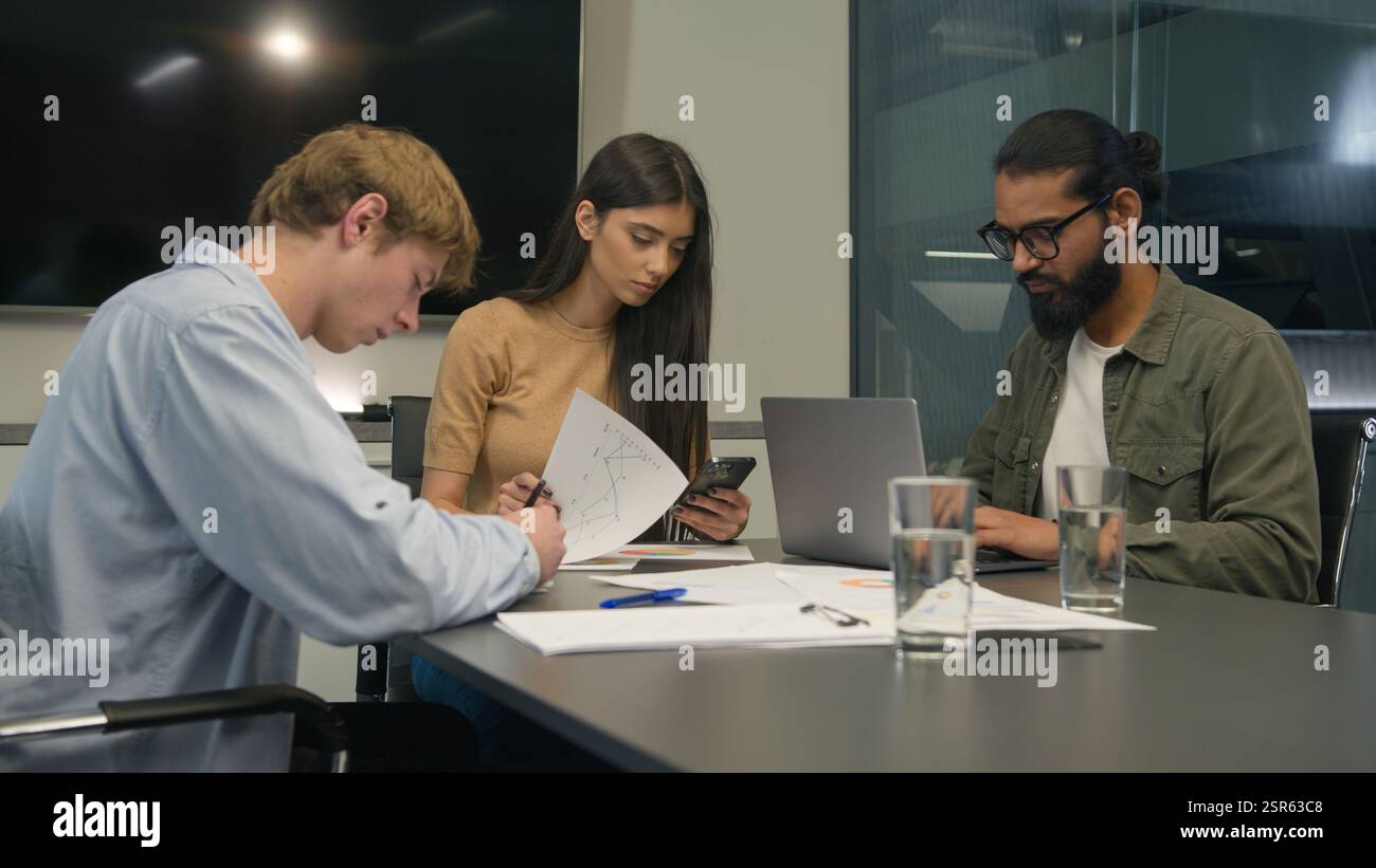 Business people multiracial diverse colleagues partners businessmen businesswoman at table work ...