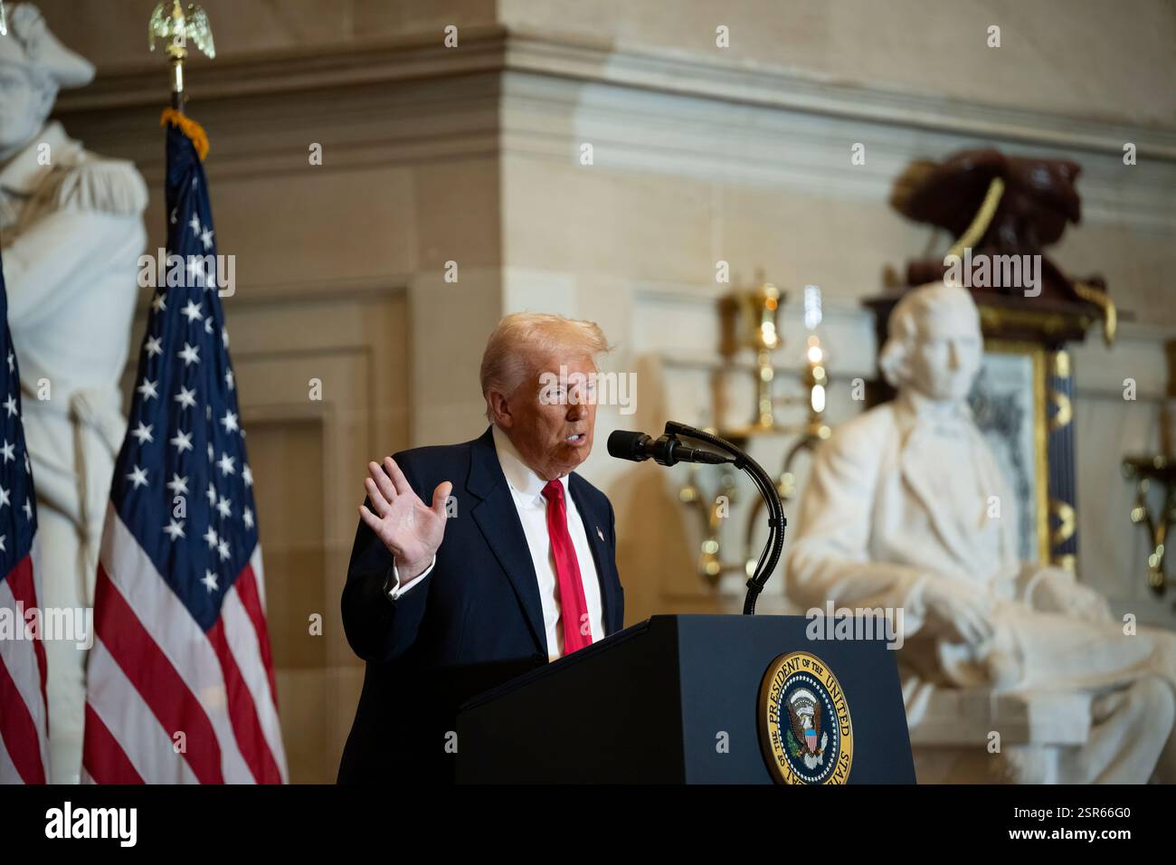President Donald Trump attends the National Prayer Breakfast, Thursday ...