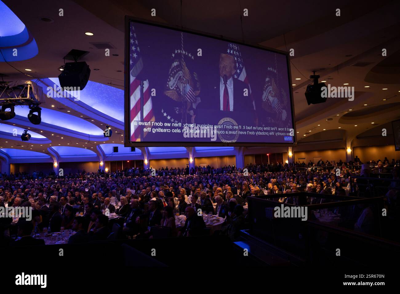 President Donald Trump attends the National Prayer Breakfast, Thursday ...