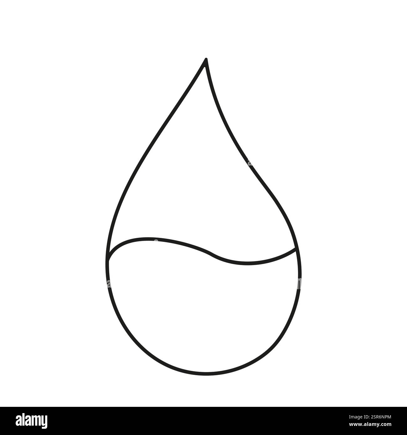 Simple line drawing of a water droplet with a curved surface inside ...