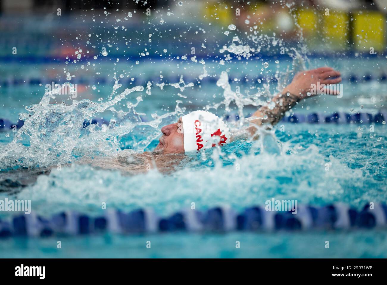 Vancouver, Canada. 14th Feb, 2025. Team Canada's Christian Lentz swims ...