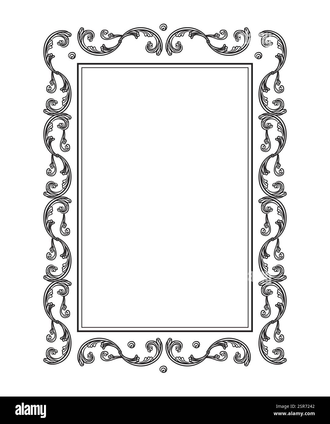 Vintage ornate baroque frame. Hand drawing border scroll floral swirl ...