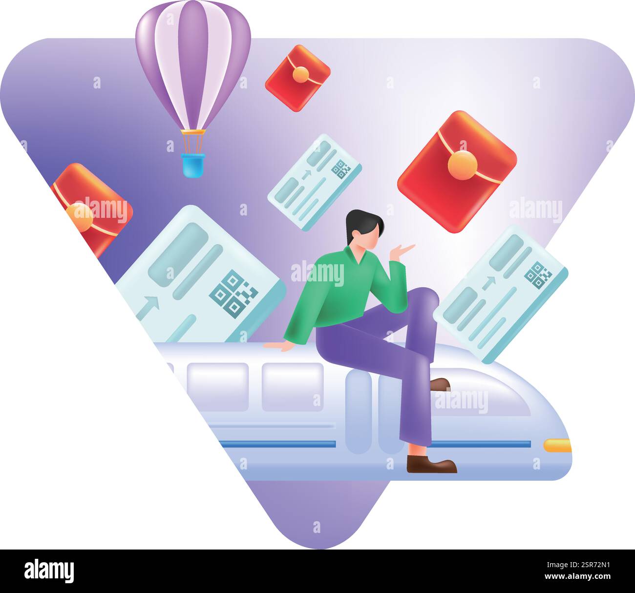 Spring Festival grab tickets and send red envelopes creative scene ...