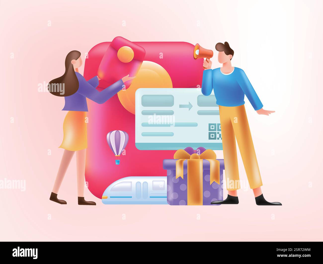 Spring Festival grab tickets and send red envelopes creative scene ...