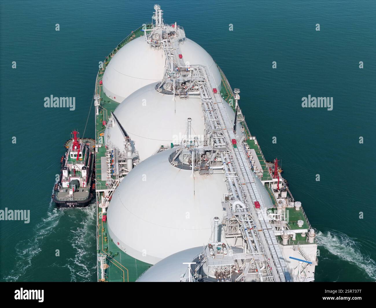 YANTAI, CHINA - FEBRUARY 14, 2025 - A large LNG (liquefied natural gas ...