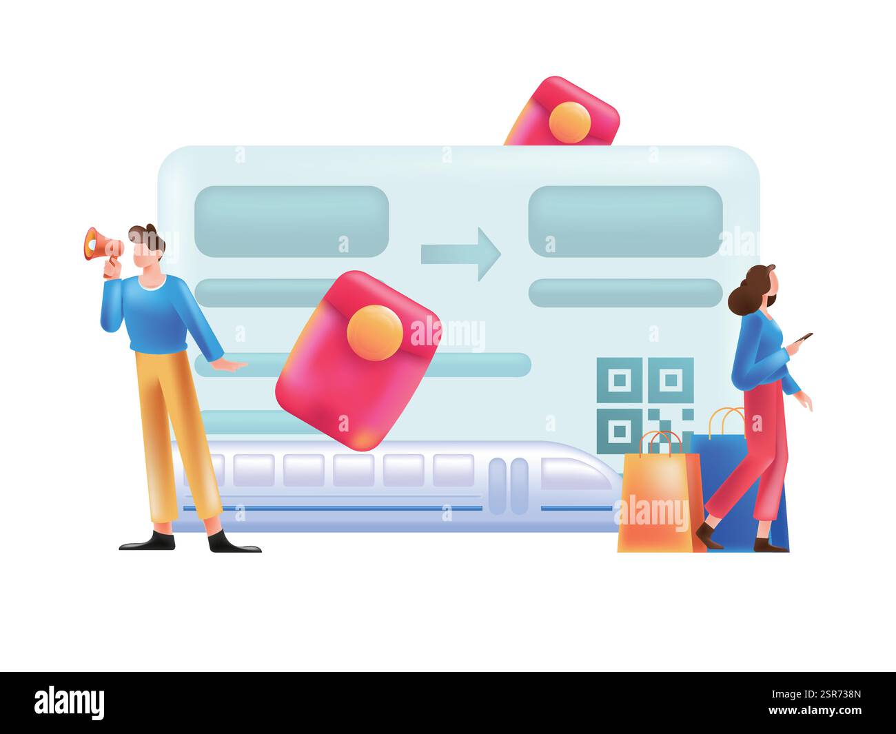 Spring Festival grab tickets and send red envelopes creative scene ...