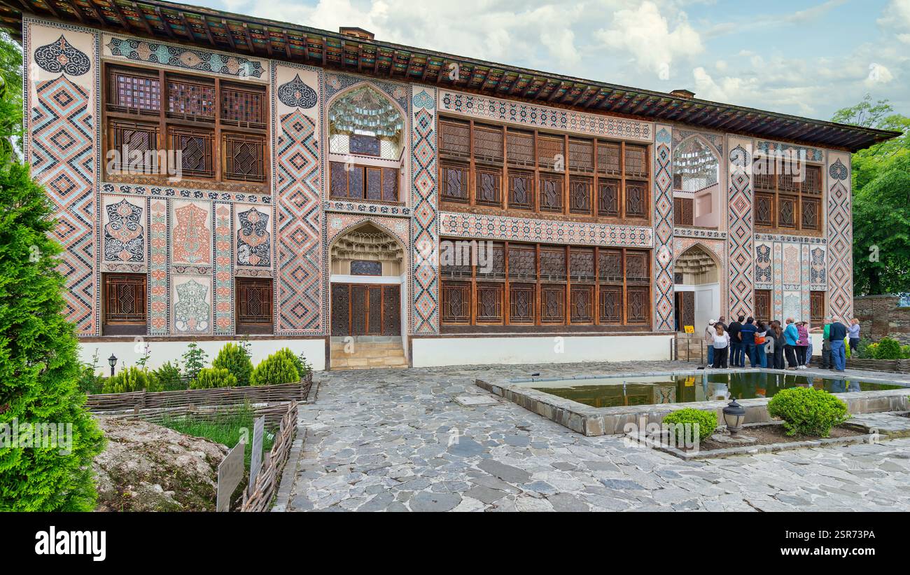Shaki, Azerbaijan - May 15, 2024: Intricate architecture of Shaki Khan ...