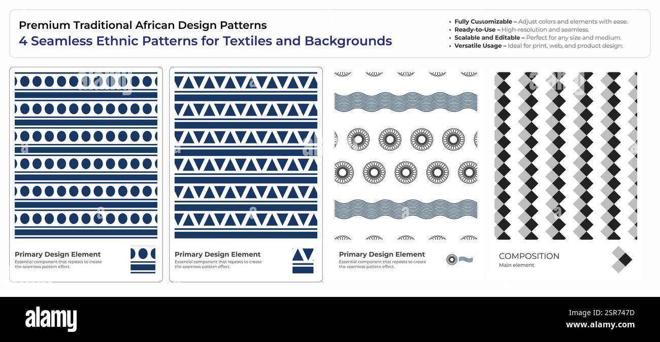 Handcrafted African-Inspired Patterns – 4 Seamless Tribal Designs for ...