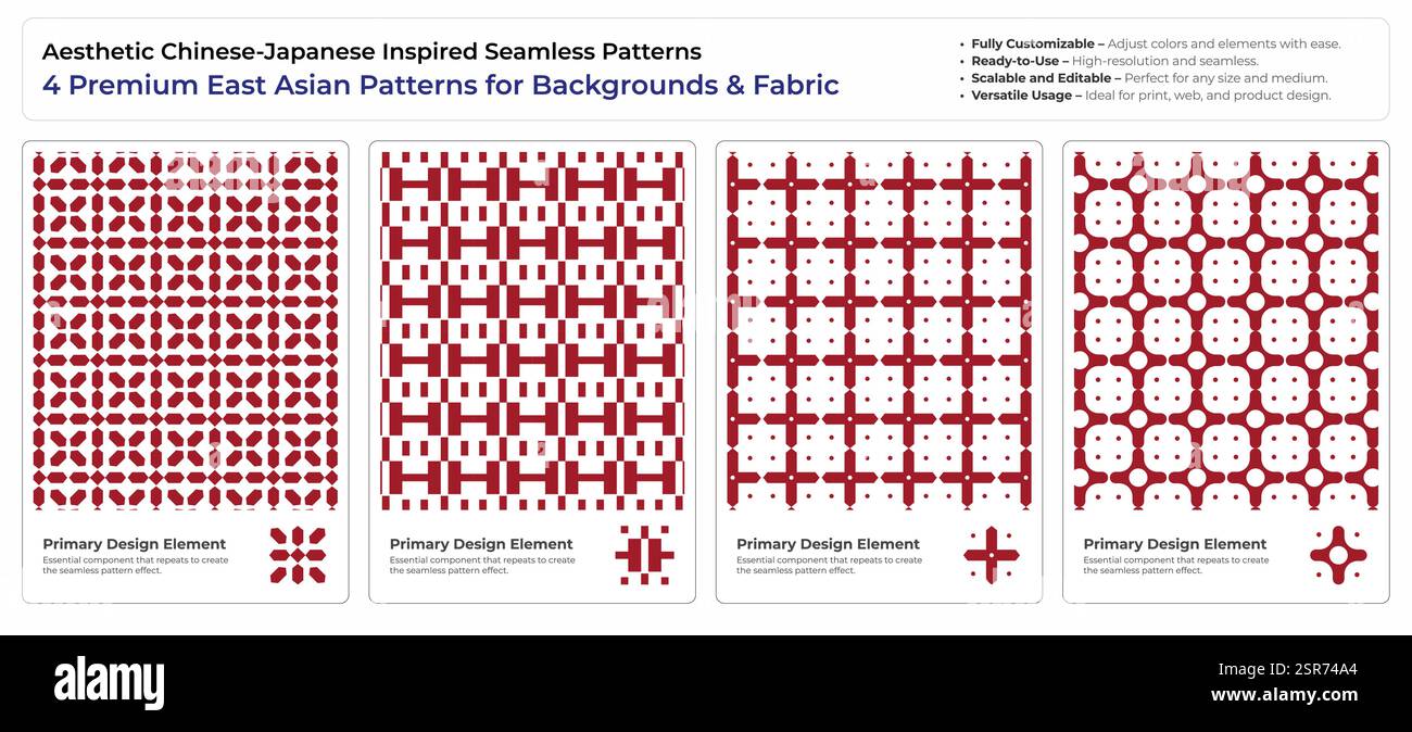 Classic East Asian Seamless Patterns | Ornamental Chinese & Japanese ...