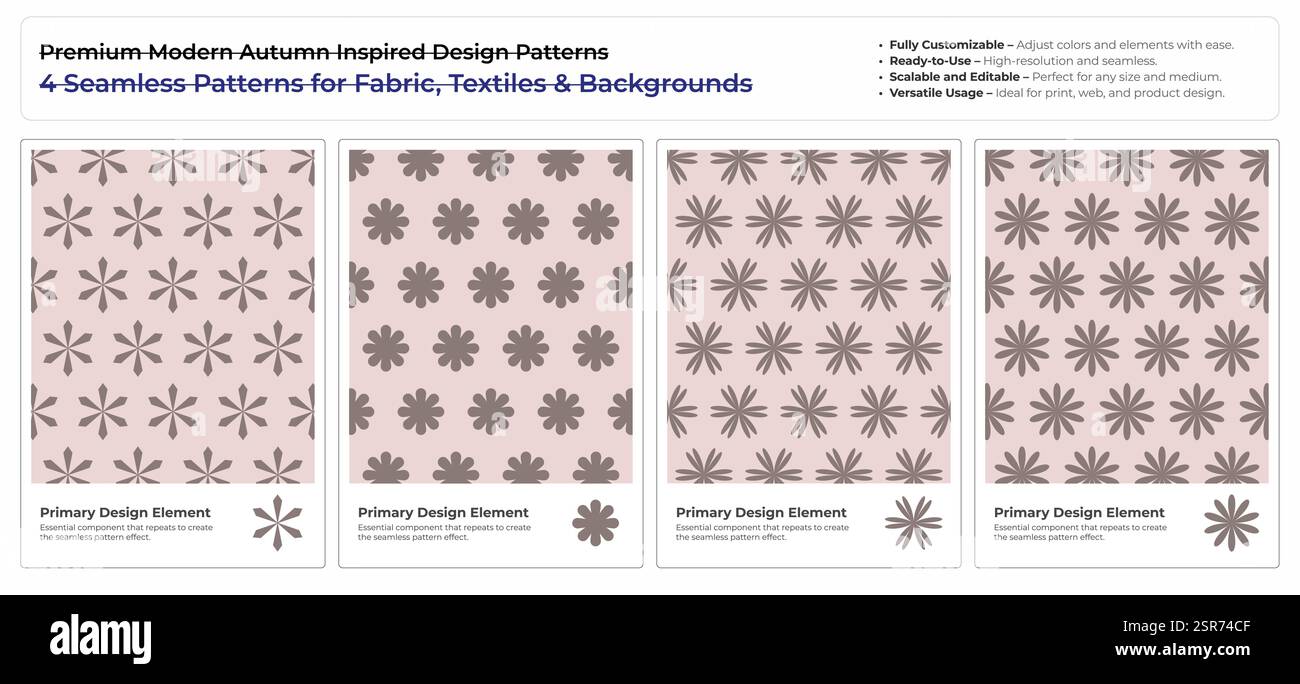 Nature-Inspired Autumn Seamless Vector Patterns – 4 Decorative Designs ...