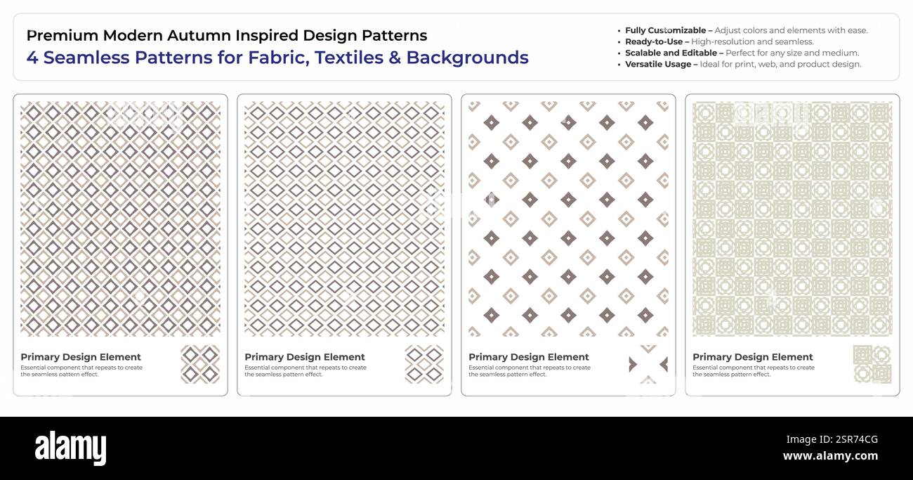 Autumn Season Seamless Vector Patterns – 4 Modern Designs for Fabric ...