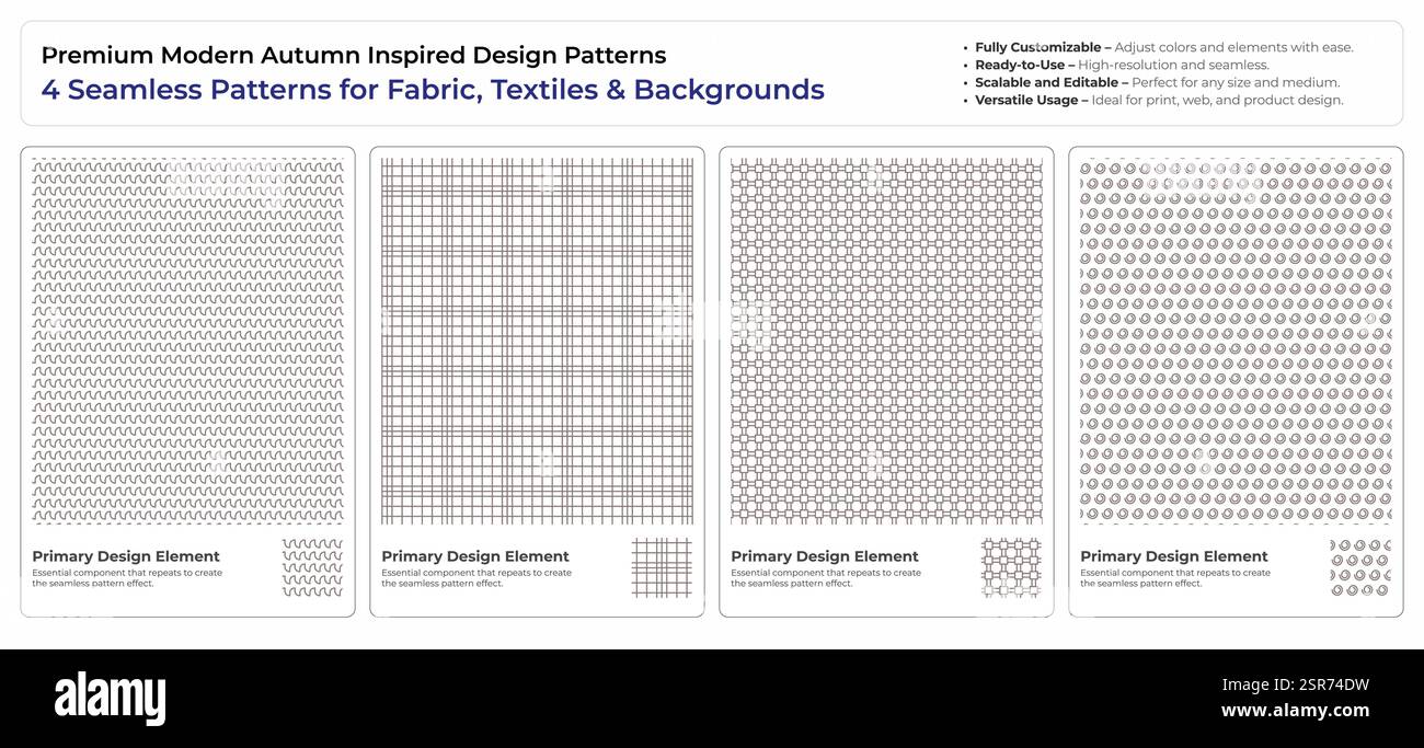 Warm Fall Palette Seamless Vector Patterns – 4 Cozy Designs for Fabric ...