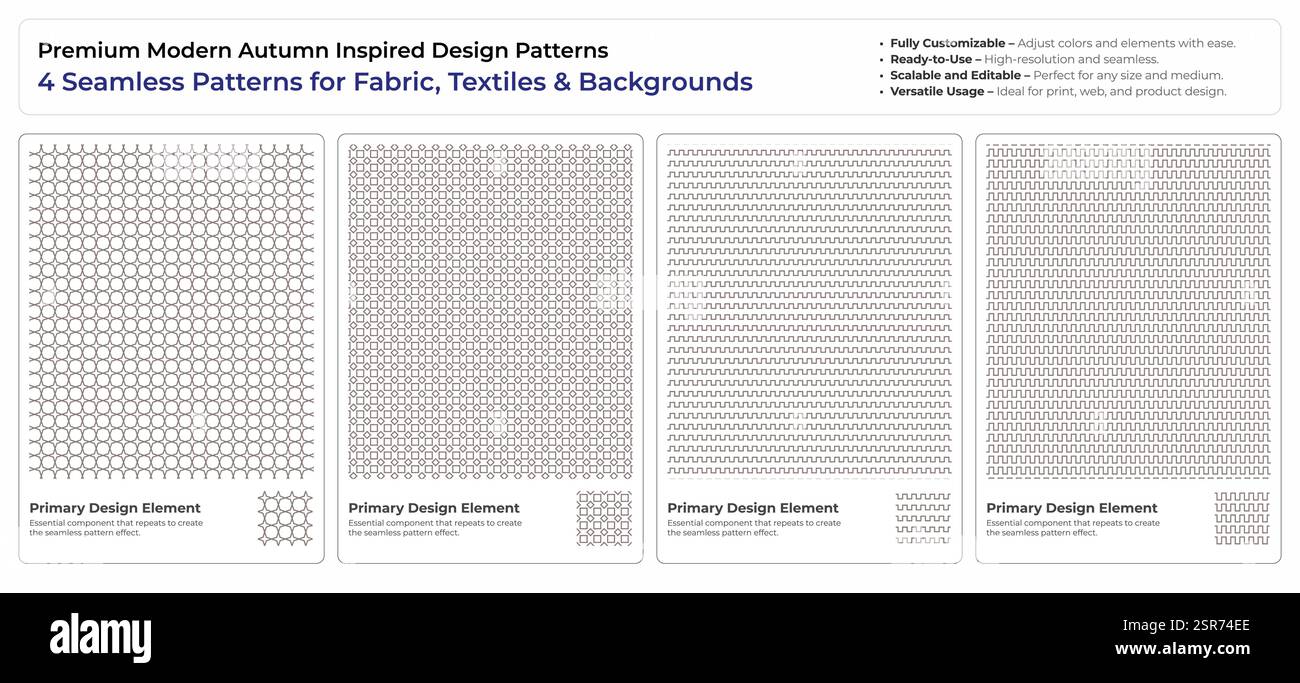 Trendy Cozy Autumn Seamless Vector Patterns – 4 Fashionable Designs for ...