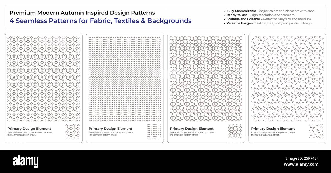 Vintage-Inspired Autumn Seamless Vector Patterns – 4 Retro Designs for ...