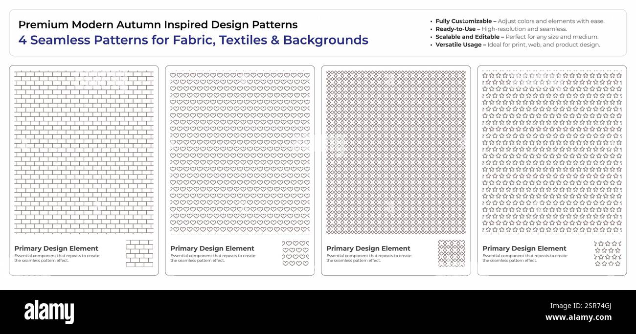 Rich Autumn Colors Seamless Vector Patterns – 4 Stylish Designs for ...