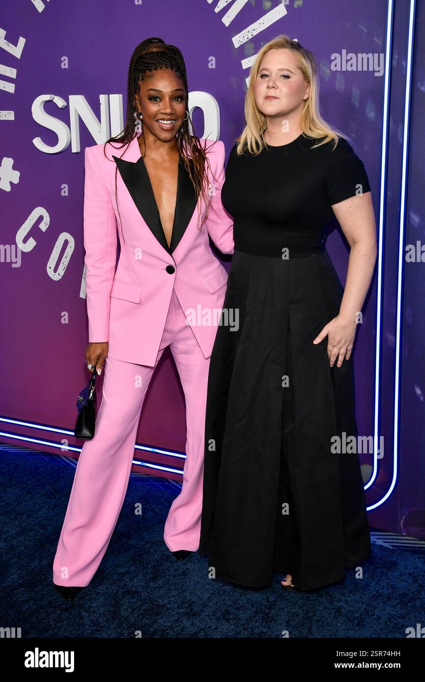 Tiffany Haddish, left, and Amy Schumer attend the SNL50: The Homecoming ...