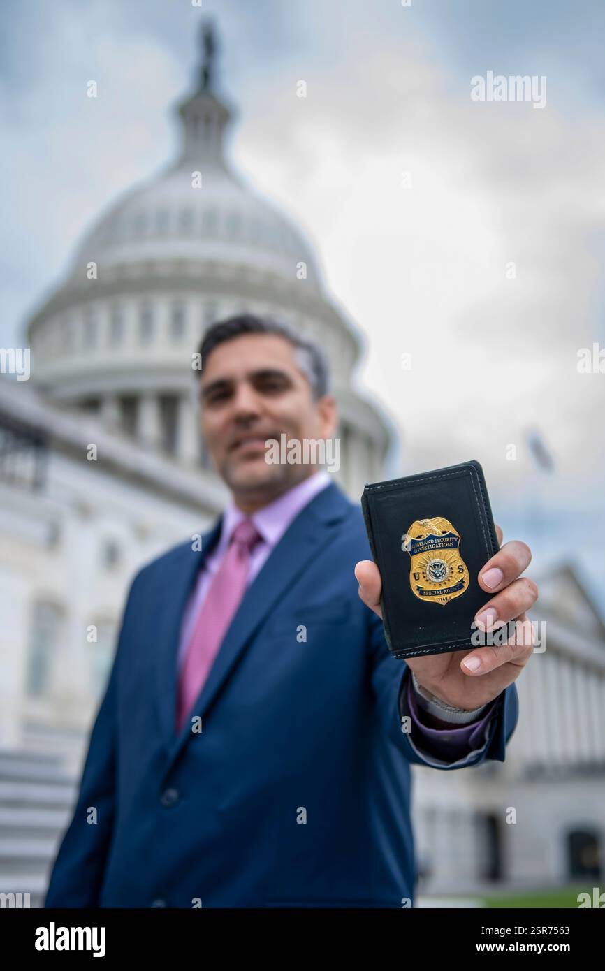 U.S. Department of Homeland Security Special Agents pose on the steps ...