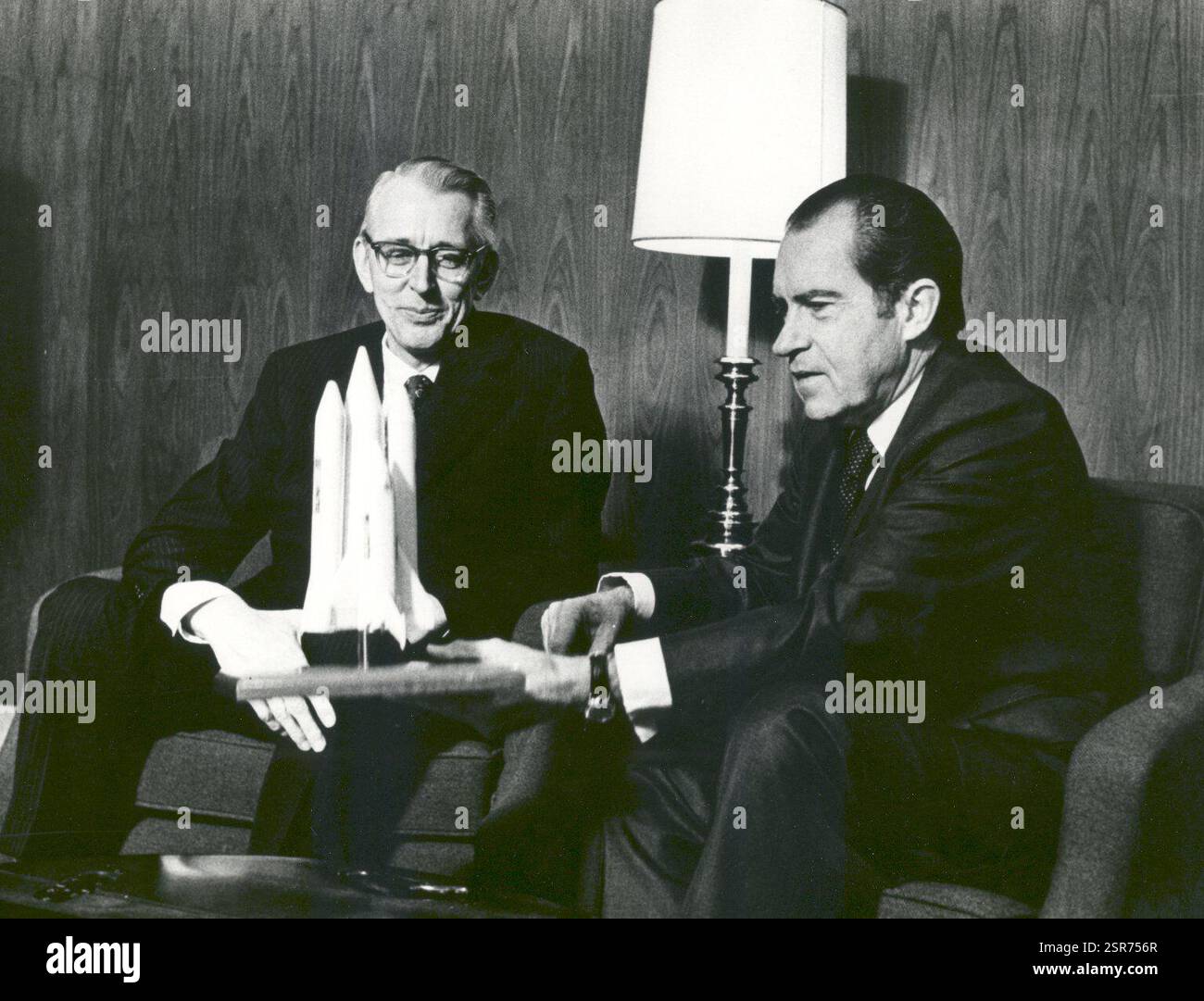 NASA Administrator James Fletcher and President Richard Nixon discuss ...