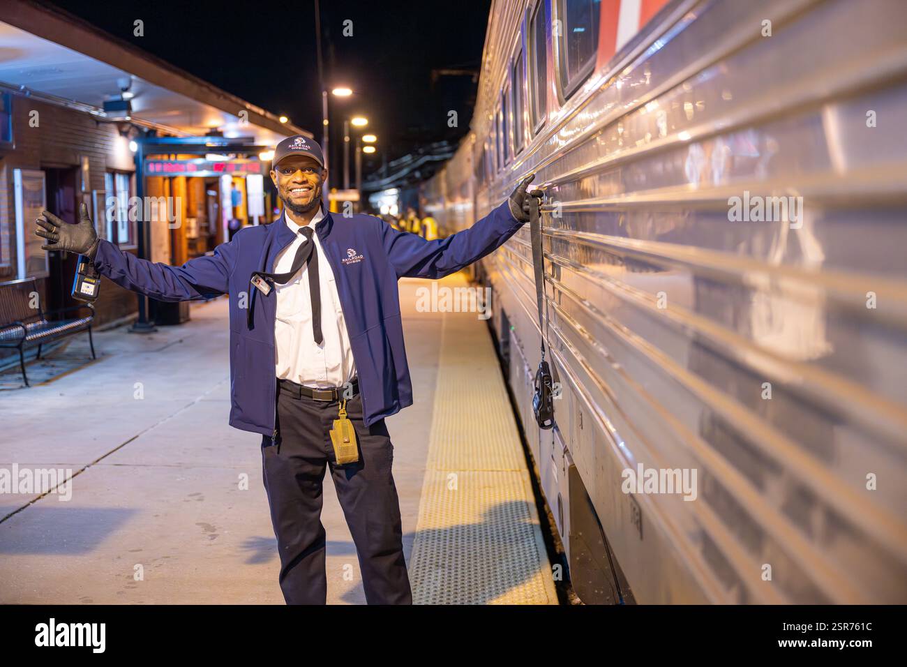 Railway conductor for SEPTA smiling - South Eastern Pennsylvania ...