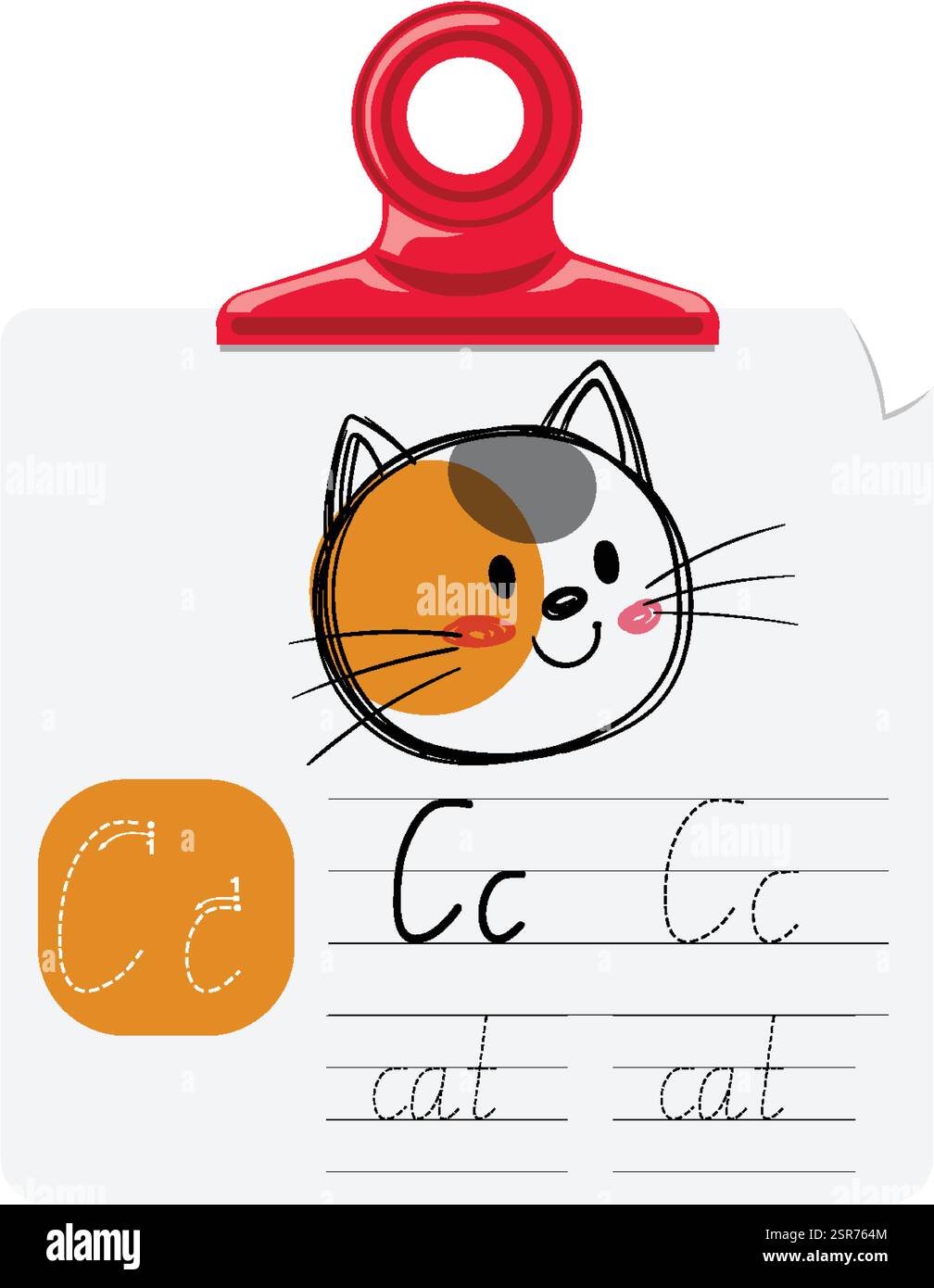 Cute cat illustration for learning the letter C Stock Vector Image ...