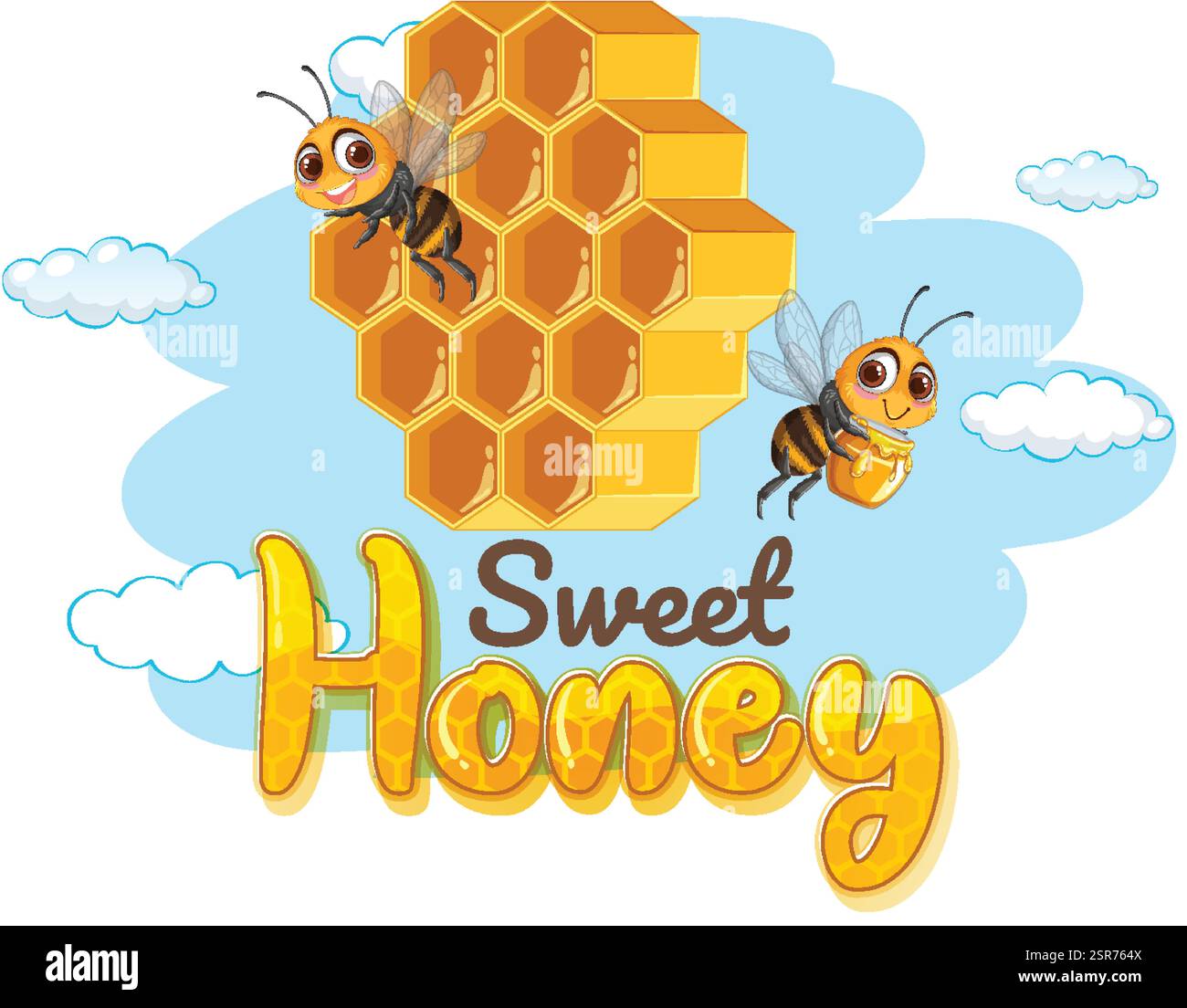 Cheerful bees buzzing around a honeycomb Stock Vector Image & Art - Alamy