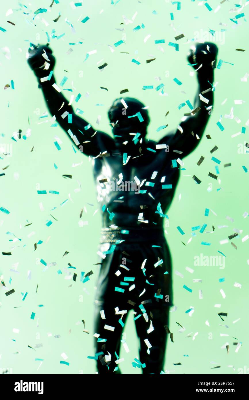 Rocky Statue at the Philadelphia Art Museum surrounded by green smoke ...