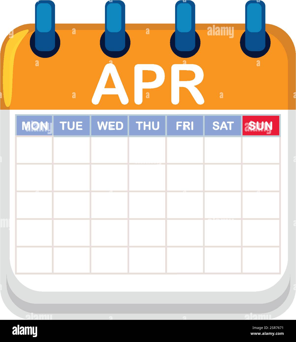Colorful calendar page for the month of April Stock Vector Image & Art ...