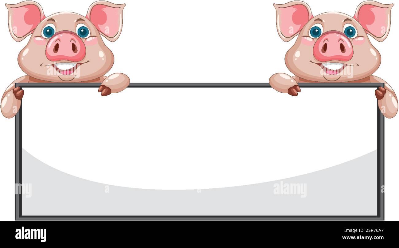 Two smiling pigs with a blank sign Stock Vector Image & Art - Alamy