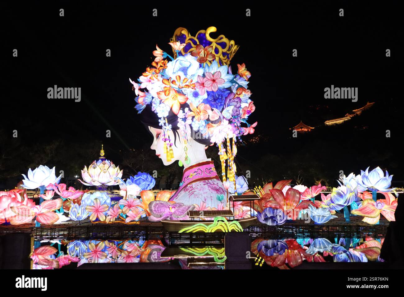GUANGZHOU, CHINA - FEBRUARY 5, 2025 - A Giant Goddess lamp group is ...