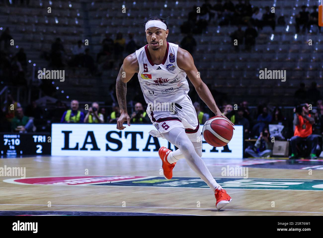 Turin, Italy. 13th Feb, 2025. Justin Robinson #5 of Trapani Shark seen ...