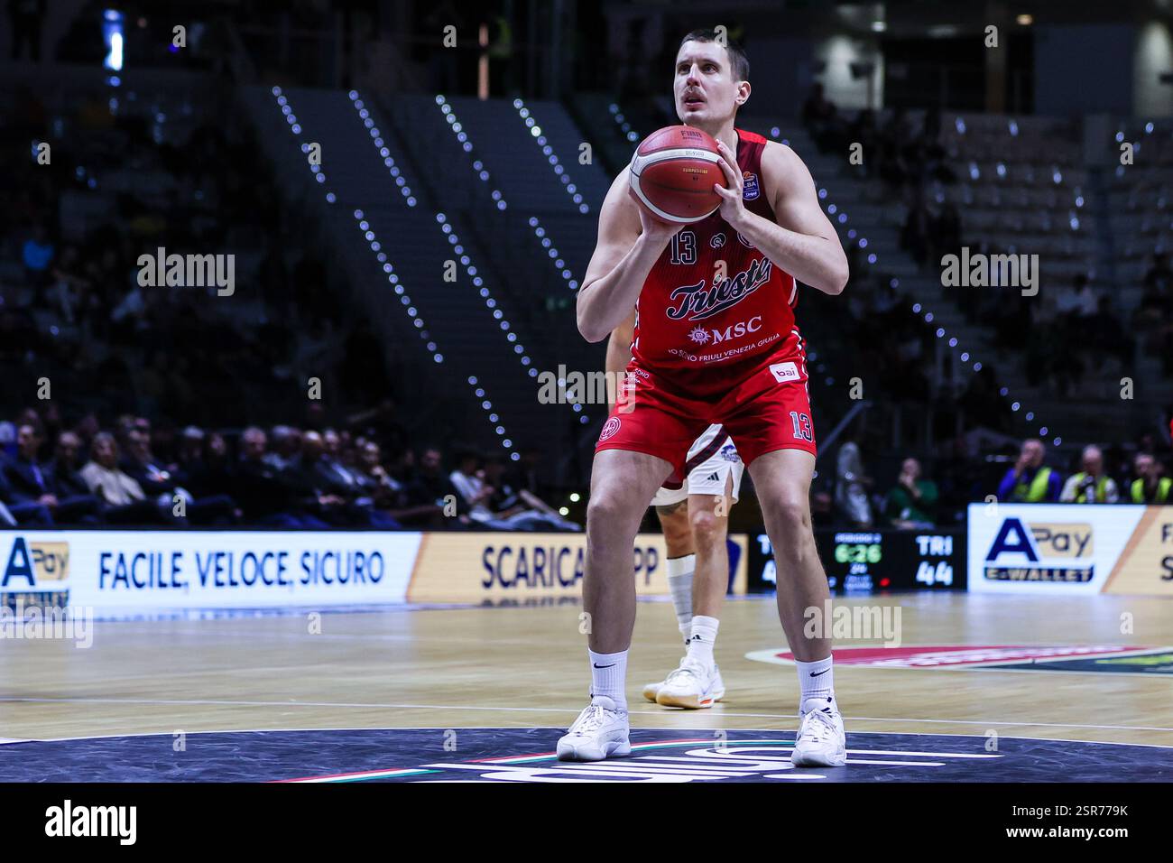 Turin, Italy. 13th Feb, 2025. Francesco Candussi #13 of Pallacanestro ...