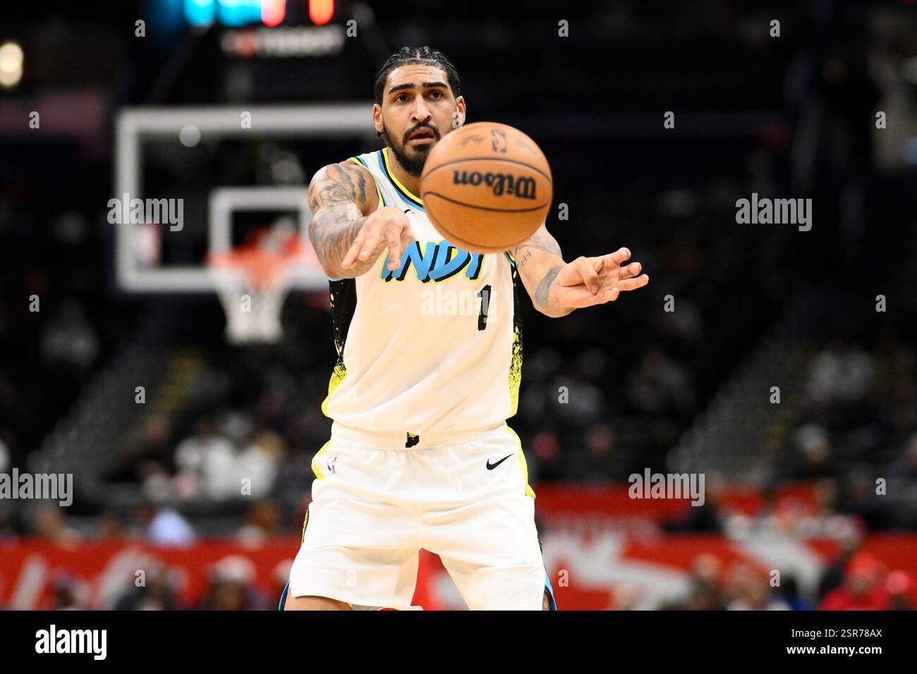 Indiana Pacers forward Obi Toppin (1) in action during the first half ...