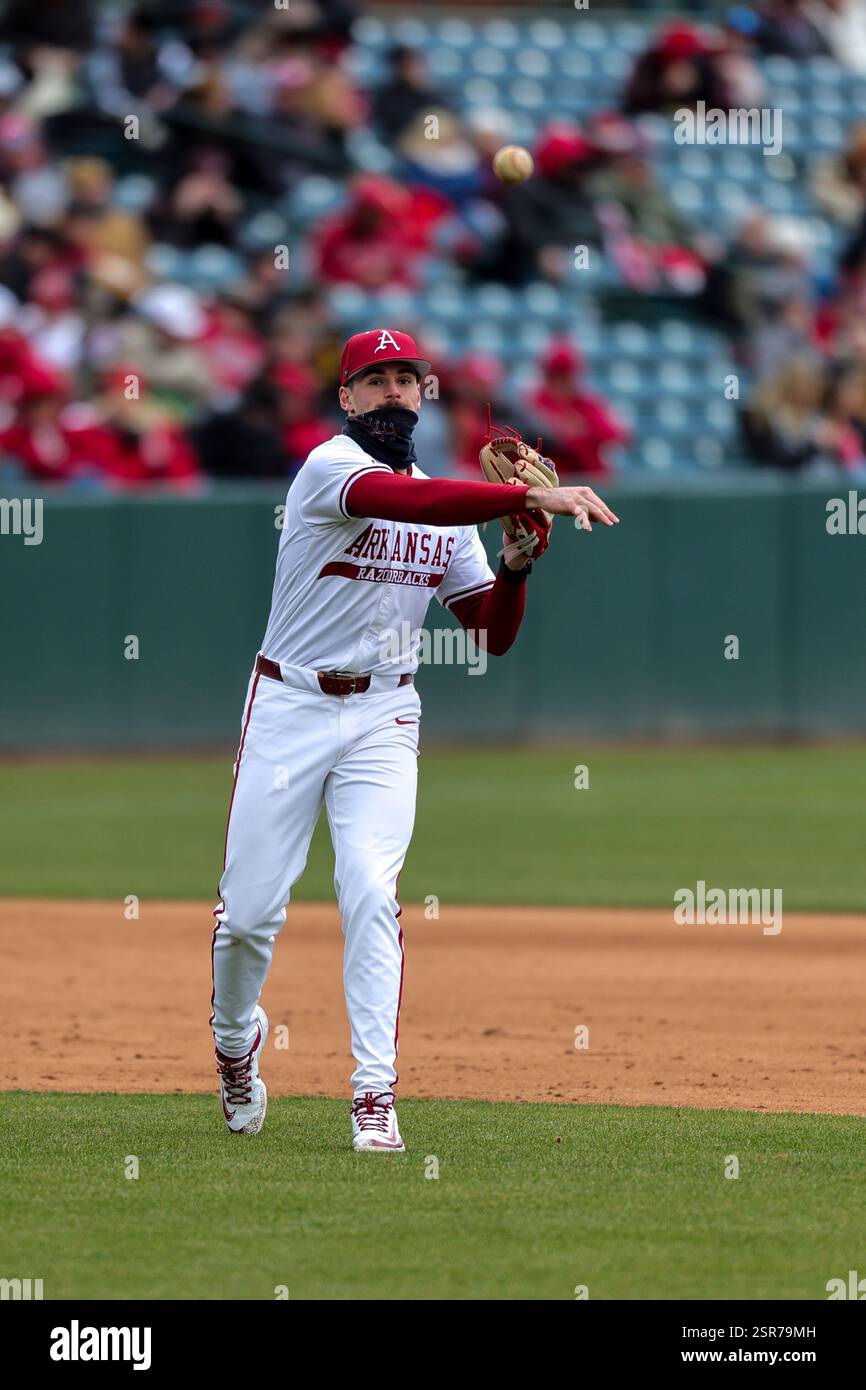 February 14, 2025: Razorback third baseman Brent Iredale (10) makes a ...