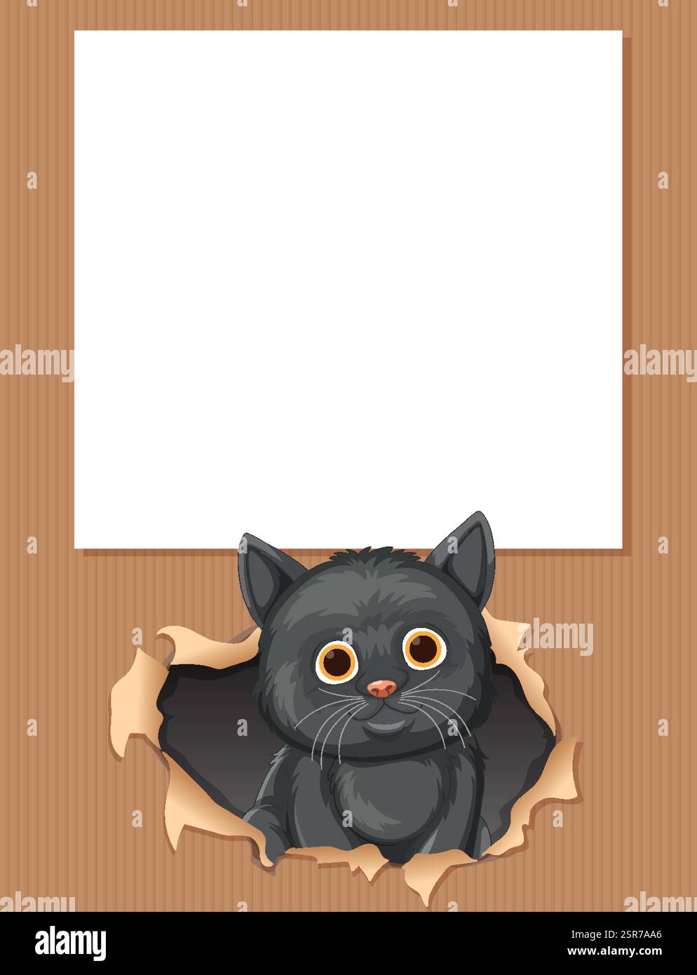 Adorable black cat peeking through torn paper Stock Vector Image & Art ...