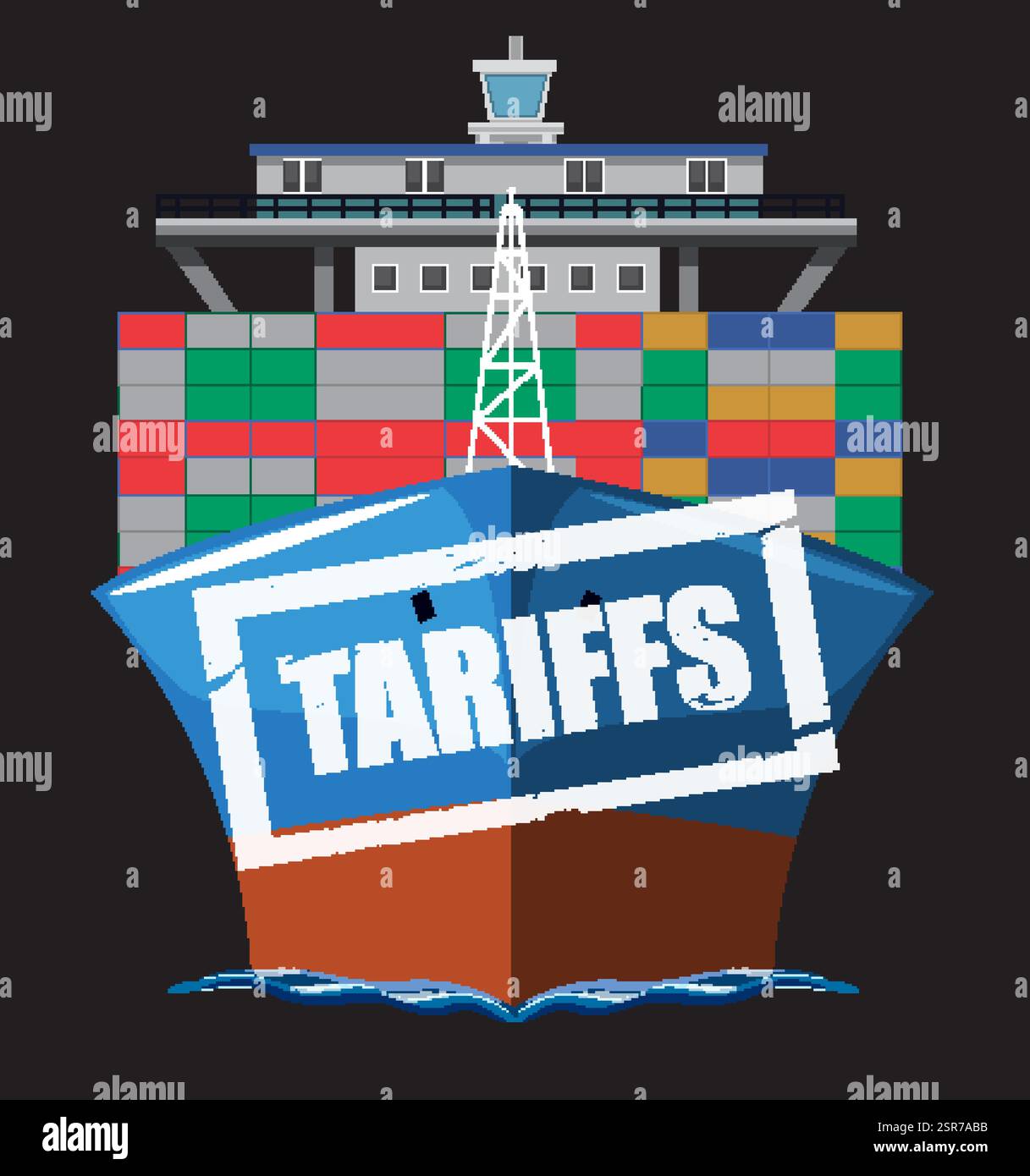 Cargo ship with tariffs text on containers Stock Vector Image & Art - Alamy