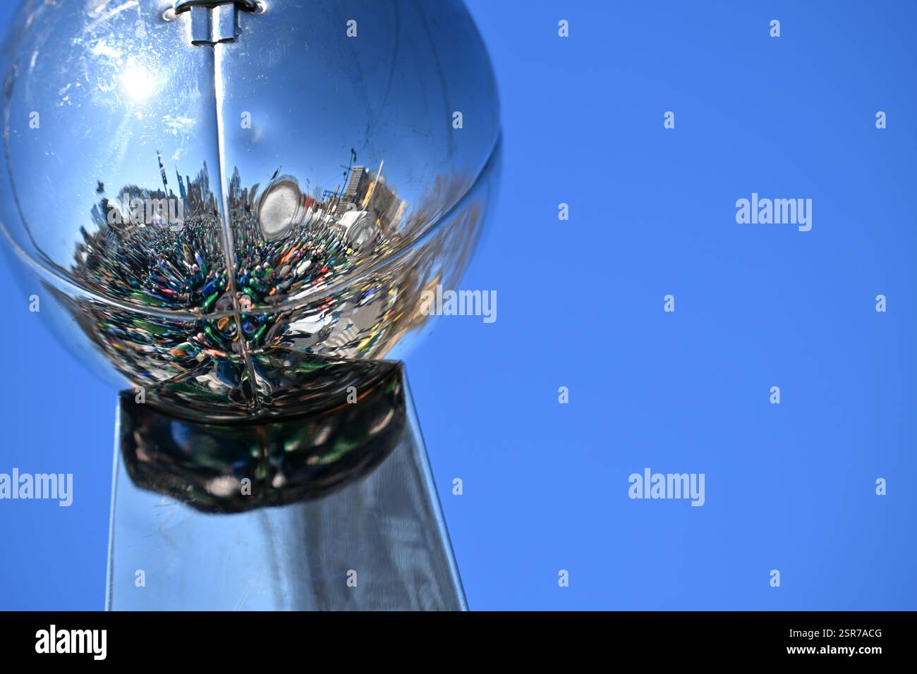 Philadelphia Eagles fans with a lifesize replica of the Vince Lombardi ...