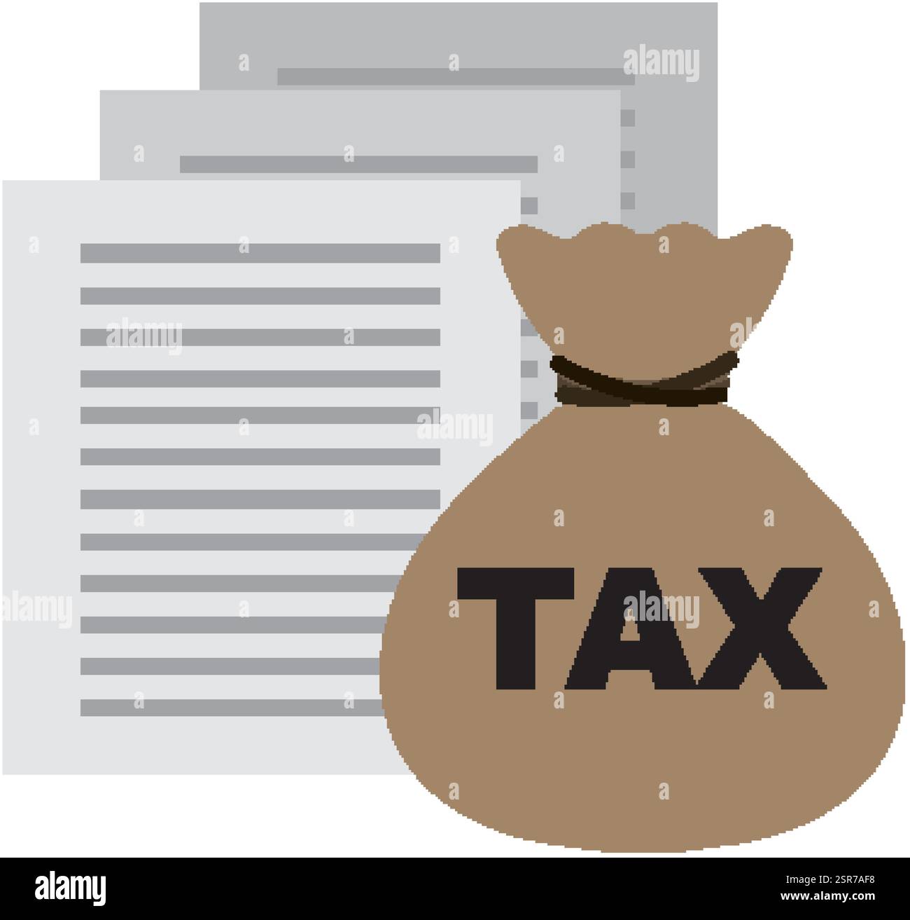 Illustration of tax documents and a money bag Stock Vector Image & Art ...